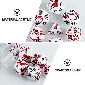 ABOOFAN 14Pcs Blood Splatter Dice Polyhedral Dice Set Bloodstained Acrylic Gaming Dices RPG Games Dices for Tabletop Role Playing Dice Games