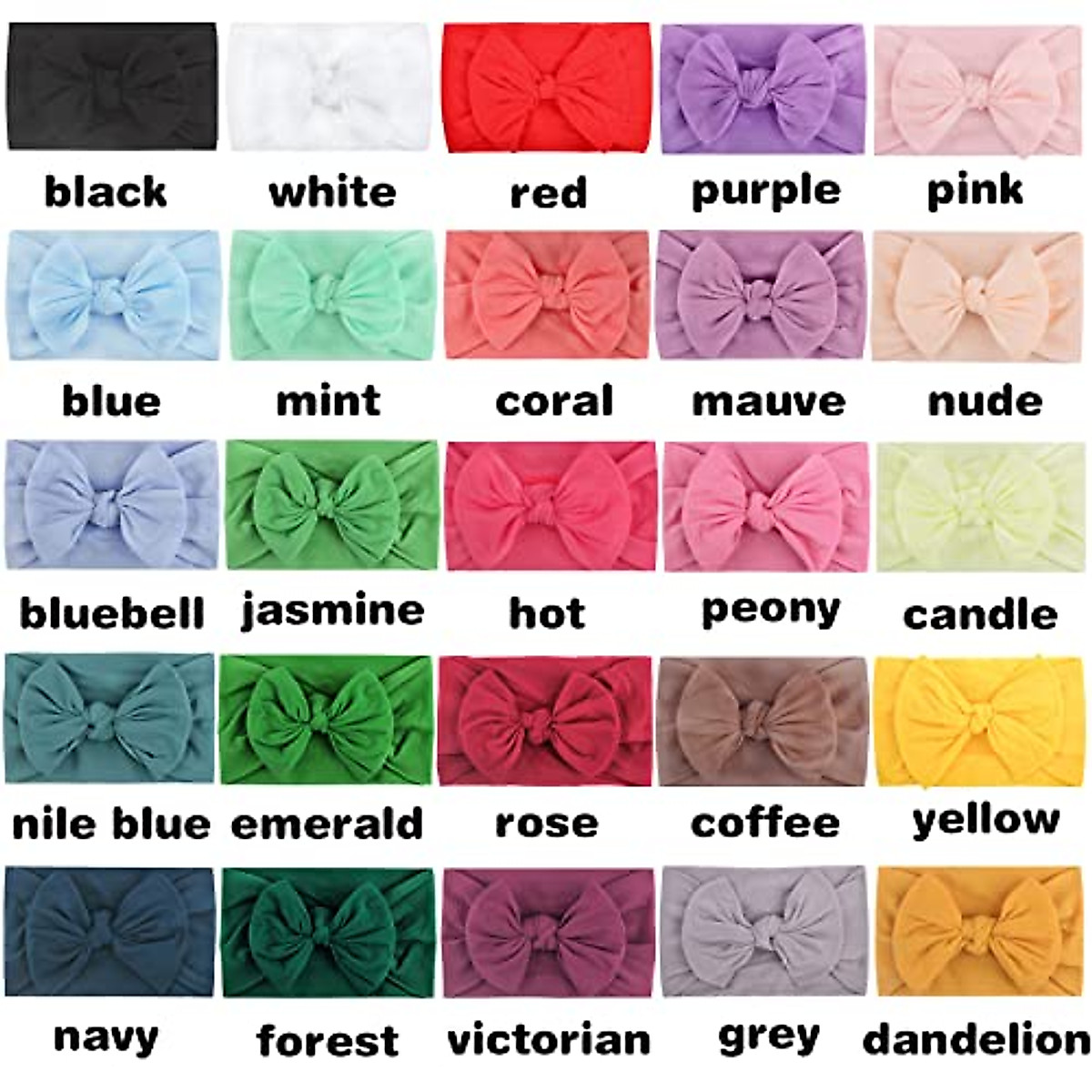 ALinmo 25 Pack Soft Wide Turban Baby Headbands with nylon Hair Bow Headwraps for Baby Girls Infants Newborn Hair Accessories Toddlers Kids and Children