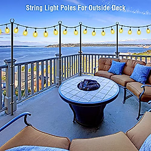 Aulimhti String Light Poles - 10Ft Metal Poles with Fork for Outdoor String Lights,2 Pack Light Poles Stand for Outside Garden,Patio,Wedding,Backyard,Deck,Party