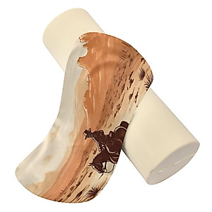xigua Western Cowboy Neck Roll Pillow for Neck Relief with Removable Washable Cover - Memory Foam Round Cylinder Bolster, Ergonomically Designed for Head, Neck, Back, and Legs