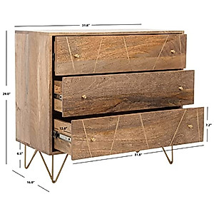 Safavieh Home Marigold Modern Natural and Brass 3-drawer Chest