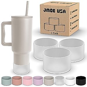 Jmoe USA 3-Pack Boot Sleeve Covers for Simple Modern 40oz & 30oz Trek Tumbler With Handle | Travel Mug | Protects Against Dents & Scratches | Protector for Bottom of Cup | Soft Silicone (Frosted)