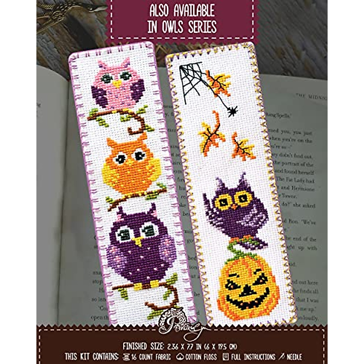 Povitrulya Counted Cross Stitch Kit - DIY Kits for Adults or Kids - Funny Embroidery Bookmark - Easy to Use - Craft Collection - Owls