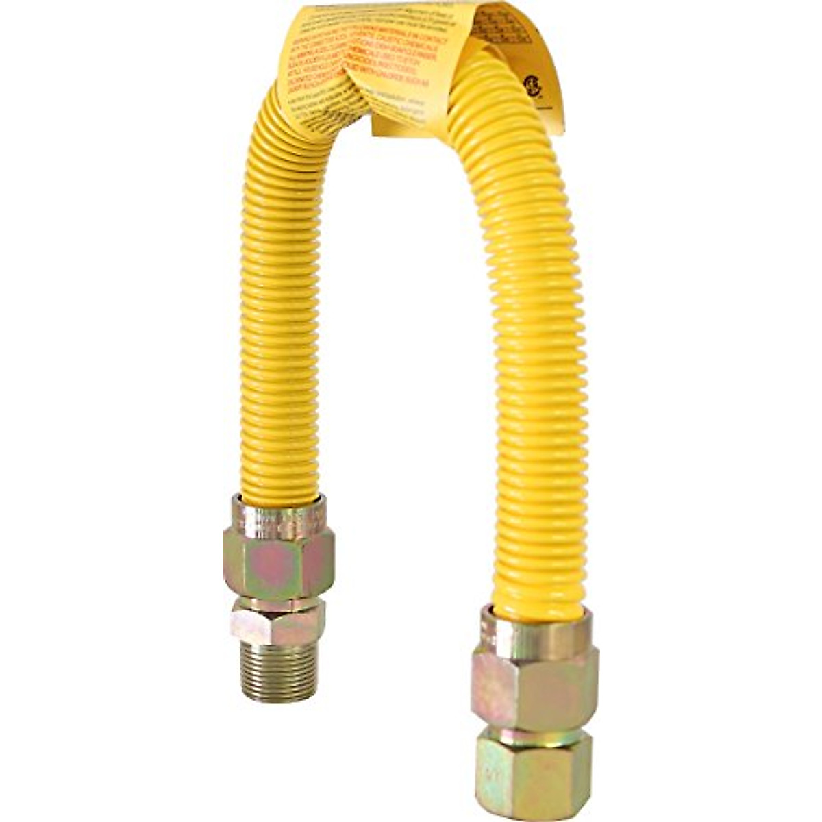 Easyflex Yellow Coated Stainless Steel 3/4" MIP x 3/4" FIP Full Flow (1" OD) Gas Flex Connector (18")