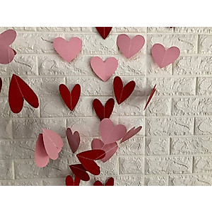 80 Heart Garland Red & Pink- Valentines Day Decoration, Hanging Hearts, Valentines Day Banner, Hanging Valentines Garland, Valentine's Day Decorations, Large Heart Valentines（NO DIY）