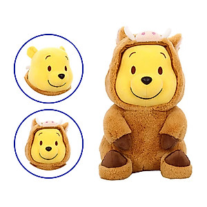 BAI LAN HEI Winnie The Pooh Stuffed Animal 35cm, 13.8'' Kawaii Cartoon Pooh Bear Doll Plush Toy Gifts for Boys Girls, Children's Day Gift Brown & Yellow