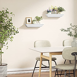 Alsonerbay Floating Shelves White, Wood Shelves Rustic Shelves for Wall Storage, Wall Mounted Shelves for Bedroom Living Room Bathroom, 17 Inch 2 Pack