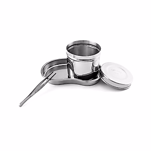 QWORK Medical Tray with Sterilizing Jar and Tweezer, Stainless Steel Sterilizer Surgical Tray, Instrument Tray