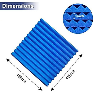 HJGFK2018 52 Pack Acoustic Foam Panels,1" x 12" x 12" Black/BLUE Acoustic Wedge Studio Foam Sound Absorption Wall Panels