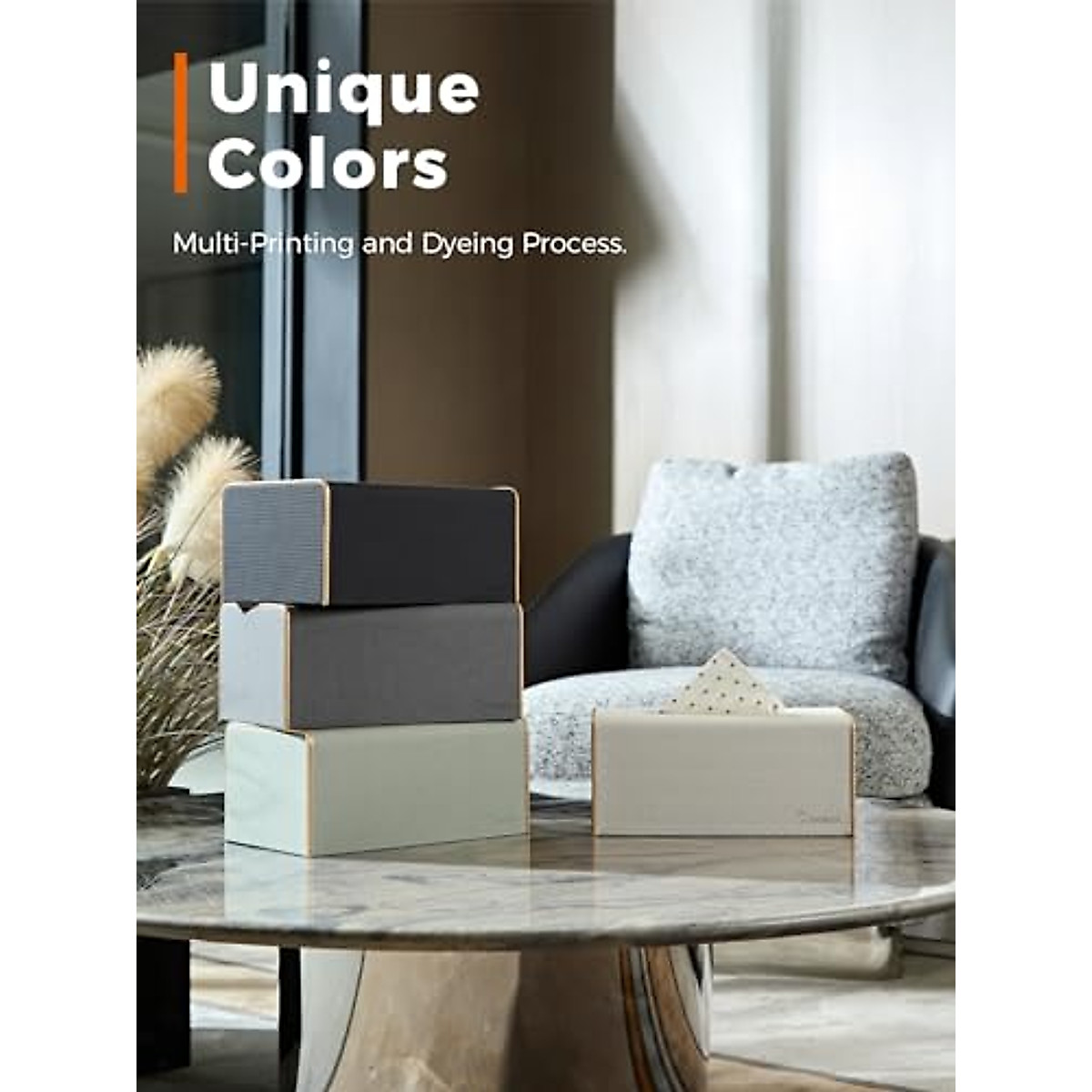 Cloudever Tissue Box Holder Cover Rectangular, Modern PU Leather Decorative Tissue Holders Organizer-Ivory