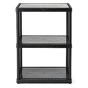 Gracious Living 3 Shelf Fixed Height Solid Light Duty Storage Unit 12 x 24 x 33 Organizer System for Home, Garage, Basement, and Laundry, Black