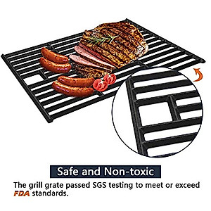 Hongso 17 1/4 Inch Cast Iron Cooking Grill Grates Replacement Parts for Nexgrill 720-0649, Members Mark 720-0691A, 720-0778A, Aussie 6703C8FKK1, Brinkmann 810-9490-F, Backyard Gas Grill, 2-Pack PCD252