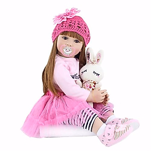 Zero Pam Pinky 24 inch 61cm Lovely Reborn Baby Girl Dolls Toddler Realistic Looking Life Like Baby Doll Vinyl Silicone Long Hair Babies Toy