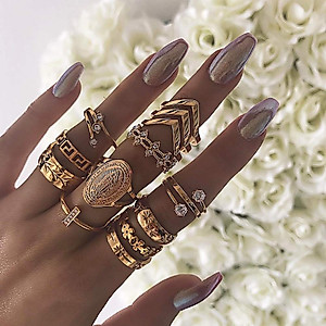 CSIYANJRY99 Gold Finger Rings for Women,Gold Knuckle Rings Set for Women Boho Vintage Finger Jewelry Stackable Midi Rings Multiple Rings Bulk Pack