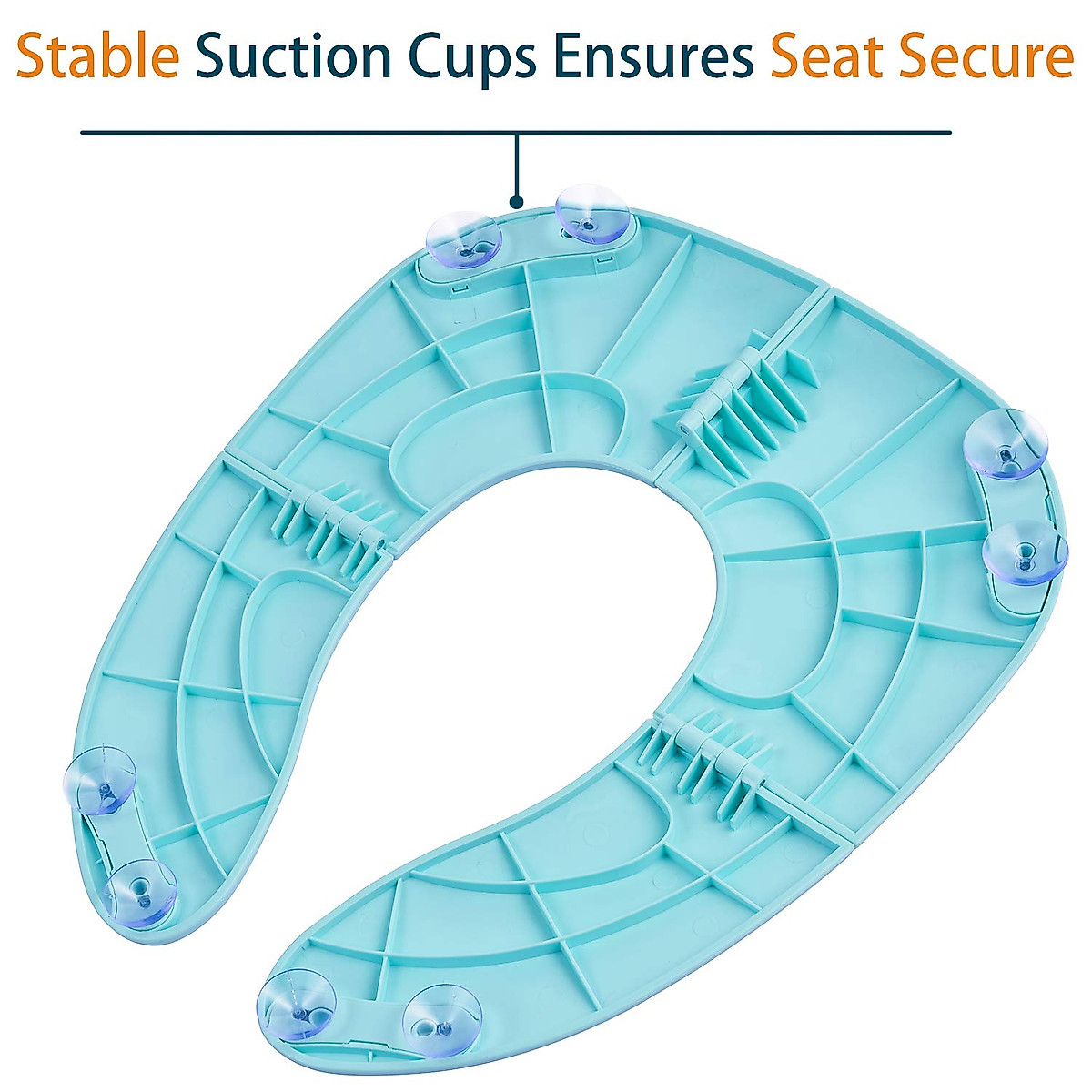 Portable Potty Seat for Toddler, Folding Travel Potty Seat Cover for Boys and Girls, Fits Round & Oval Toilets, with Non-Contact Opening Pry Bar, Aqua