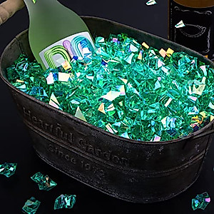 DomeStar Green Fake Crushed Ice Rocks, 180 PCS Fake Diamonds Plastic Gems Acrylic Clear Ice Rock Diamond Crystals for Vase Fillers Table Scatter Party Home Decoration Wedding Display