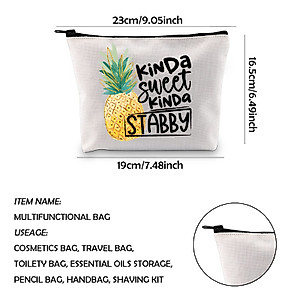 WCGXKO Kinda Gift Kinda Sweet Kinda Stabby Pineapple Zipper Pouch Makeup Bag (KINDA STABBY)