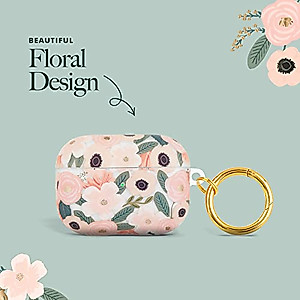 Rifle Paper Co. Airpods Pro Case Cover with Keychain [Wireless Charging Compatible] [Visible LED] Cute Case for Apple AirPods Pro with Floral Design, Anti Scratch, Slim, Shockproof - Wild Flowers