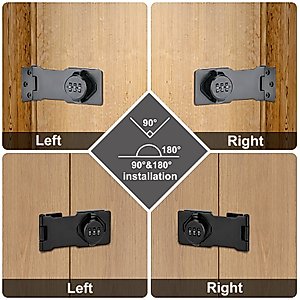 Mugvolax Anti-Theft Household Cabinet Password Hasp Locks, Combination Door Lock, Combination Latches, Keyless Door Lock, Hasp Locks with 3 Digit Password for Combination and Cabinet