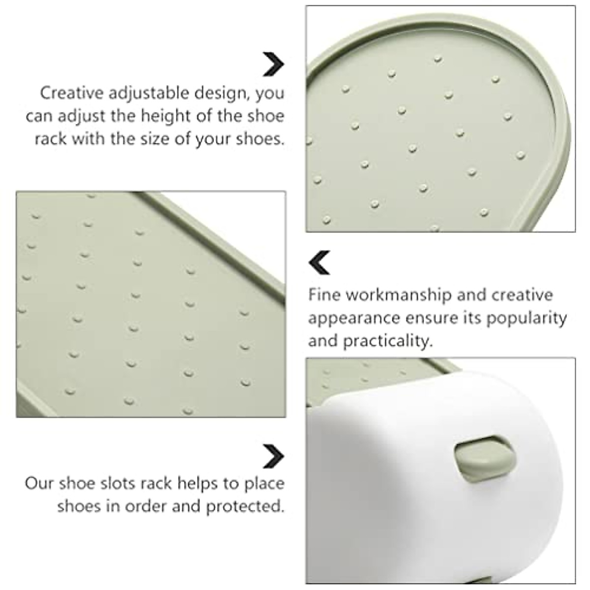 Scicalife Shelf Holders 4pcs Shoe Slots Organizer Adjustable Shoe Stacker Shoes Storage Holder Display Rack for Closet Shoe Holder Rack Space Saver Grey/Green Two Tier Shoe Rack