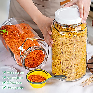 Qianfenie 1 Pack 1.5 Gallon(5700ML) Glass Jar with Screw Lid, BPA Free and Dishwasher Safe, Wide Mouth Glass Canister with Stainless Steel Handle, Large Mason Jar for Kitchen Food Storage