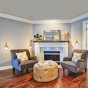 Dijiahua Gold Pendant Lights Kitchen Island 3 Pack, Modern Brass Raindrop Pendant Light Fixture Set of 3 with Clear Glass Globe,Mini Teardrop Chandelier,Adjustable Cord Hanging Lighting for Sink