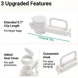 WJVV Bag Clips with Pour Spout, 2024 New Food Storage Sealing Clips with Pouring Spouts, Seal and Pour Bag Clip, Seal Pour Food Storage Bag Clip for Snack,Oatmeal,Coffee,Potato Chips (3 PCS)