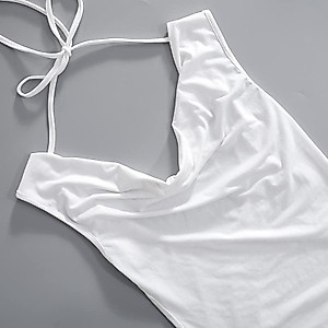 XPONNI Y2k Top Women Y2k Cowl Neck Top Off Shoulder Top Y2k Crop Top Women Backless Tops for Women (White,S,Small)