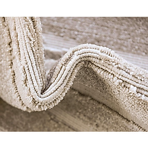 Unique Loom Sabrina Soto Outdoor Collection Geometric, Modern, Vibrant, Striped Carved Area Rug, 2 ft x 8 ft, Beige