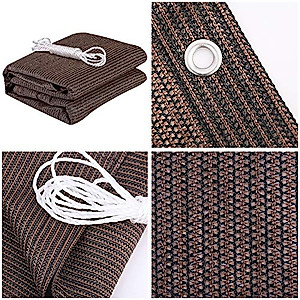 ALXFFBN Balcony Privacy Screen 5 x 0.9 M Coffee Windbreak Net Fence Sunshade Weatherproof HDPE Privacy Protector Balcony Cover with 10 Cable Ties and 33 Ft Rope