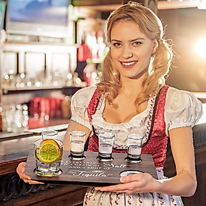 Shot Glasses Serving Tray Wooden Flight Tray Glass Holder Shot Glasses Board Bar Serving Trays for Bar Restaurant Party Family Gathering Can Display Men Women Friends Gifts (13 x 8.7 Inch, Brown)