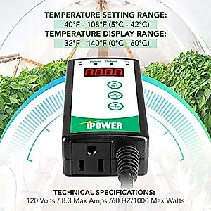 iPower PTHTPDCTRLV2HTPDXL 8"x18" Reptile Heating Pad Under Tank Terrarium Heat Mat with Digital Thermostat Temperature Controller for Small Animals