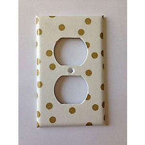 Gold White Polka Dots Light Switch Cover Various Sizes Offered
