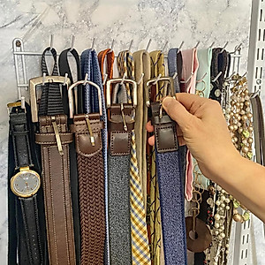 Evelots Closet Tie Rack Organizer - 2 Pack - Necklaces, Belts, Scarves, Purses, Hats, Bras, Tank Tops Holder - Rubber Coated Steel - No Rust - Wall, Door Easy Install - 54 Hooks - Hold up to 20 Lbs