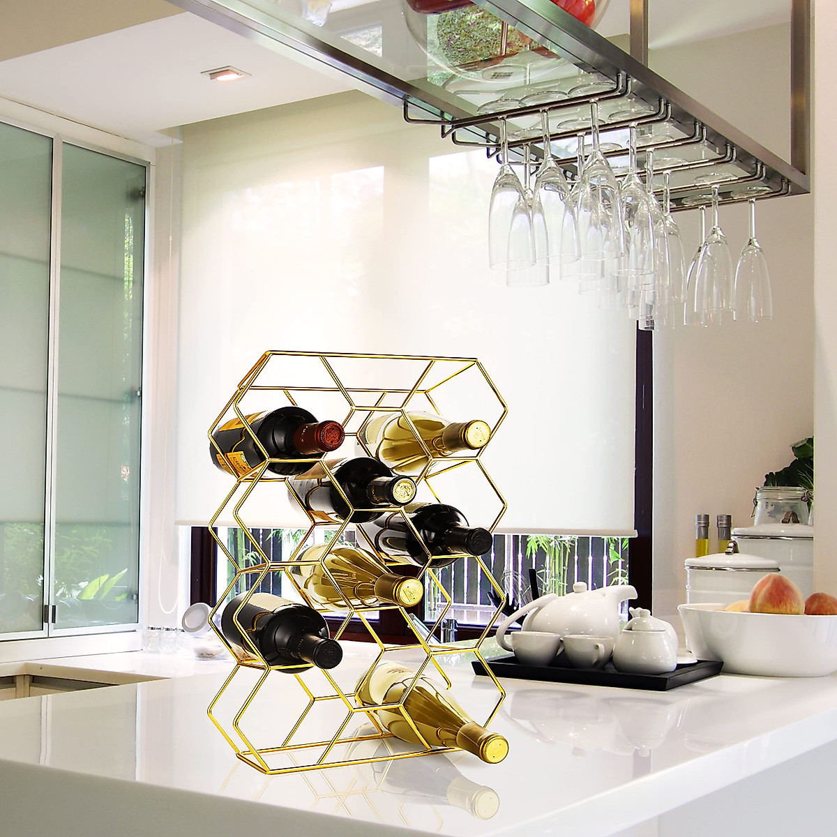 Bremel Home Wine Rack Hexagon Countertop Gold