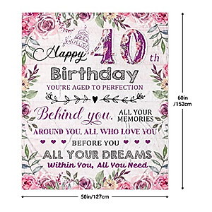 40th Birthday Gifts for Women Blanket 50" x 60", 40th Birthday Blanket for Women Turning 40, Wife Sister Mom Friends 1982 Birthday Gift