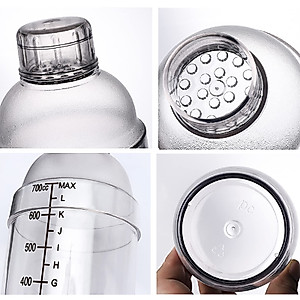 Set of 4pcs Plastic Cocktail Shaker, Hand Drink Mixer with Scales Bar Mixing Tool 700cc/24 oz