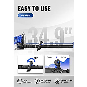 WILD BADGER POWER Leaf Blower Backpack,43cc Gas Powered Cordless 2-Cycle Engine for Lawn Care, 650CFM 152MPH Strong Air Flow for Leaf, Sand, Gravel and Snow,Light Weight 17.4 lbs