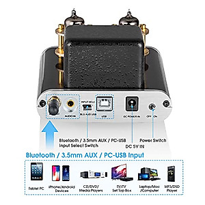 Vacuum Tube Headphone Amplifier Bluetooth 5.0 Receiver USB DAC