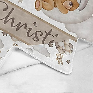 Chiside Personalized Baby Blanket with Name, Personalized Baby Blankets for Boys, Teddy Bear Blanket, Custom Baby Blankets for Girls, Personalized Baby Girl Gifts, Toddler Blankets for Boys