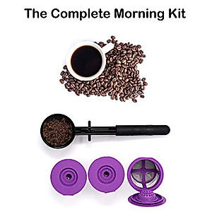 Reusable K Cups Coffee Filter Pod for Keurig 1.0 & 2.0 Machines - Coffee Scoop Funnel and 3 Pack K-Cup Filters - Universal Refillable KCups - Fits K-Duo, K-Classic, K-Elite, K-Select, K-Cafe Brewers