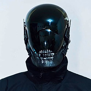Marikito Cyberpunk mask adult helmet, Techwear futurism mask, Halloween holiday party role play costume props, anti fog lens (skull)