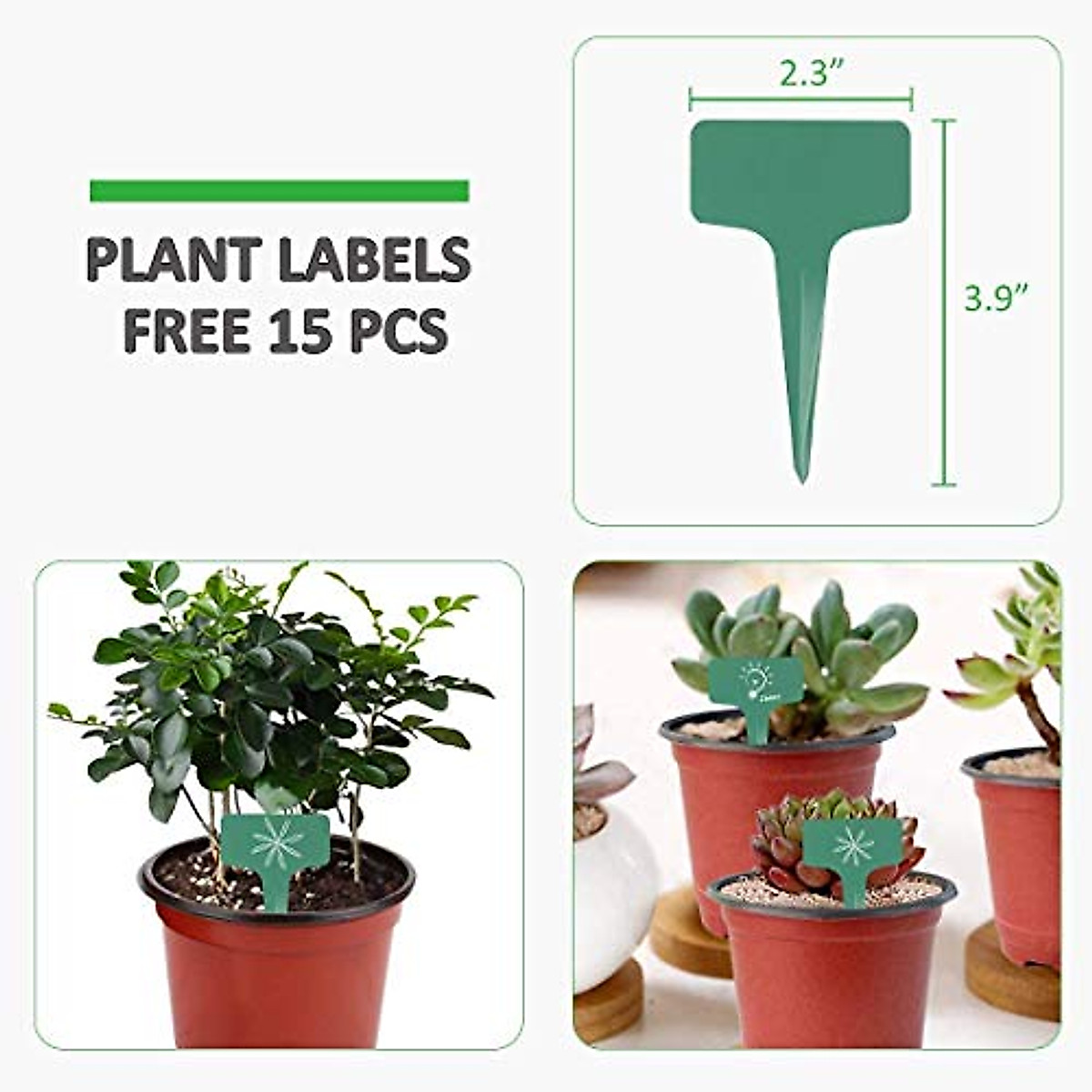 GROWNEER 60 Packs 6 Inches Plastic Plant Nursery Pots with 15 Pcs Plant Labels, Seed Starting Pot Flower Plant Container for Succulents, Seedlings, Cuttings, Transplanting