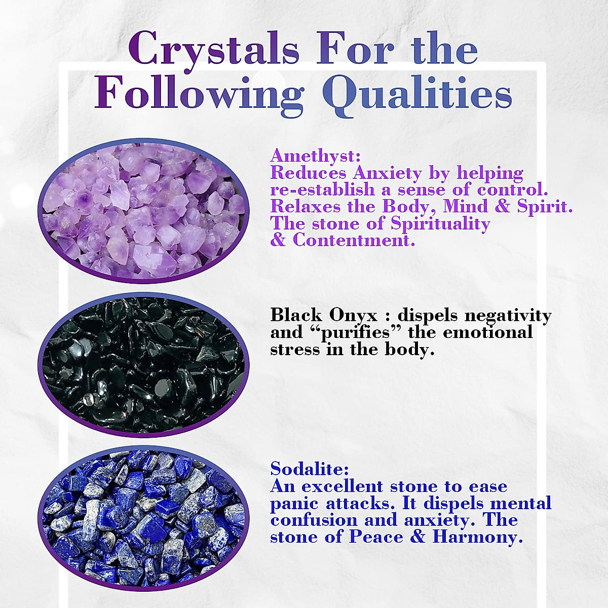 Yhluck Anxiety Stress Relief Crystals Bracelet Quartz Crystal Bracelet Black Onyx Amethyst Sodalite Calming Crystal Natural Gemstones Chakra Bracelet Yoga Reiki Gift