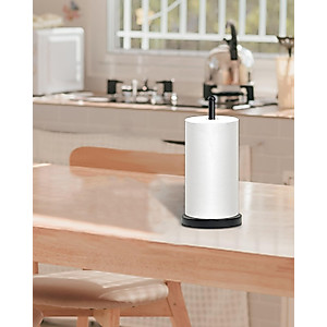 WORHE Paper Towel Holder Metal Countertop,Matte Black Paper Towel Holder 1 Pack Heavy Duty Base Stand Roll Dispenser for Stand Dining Table Bathroom Home Decor (YGC018)