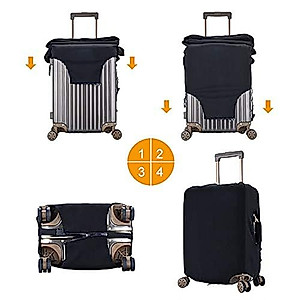 Travel Luggage Cover Suitcase Protector, Fractal Purple Butterfly Leaves Thickened Washable Elastic Anti-scratch Suitcase Sleeve with Concealed Zipper for Wheeled Suitcase Fits 18-21 Inch Luggage