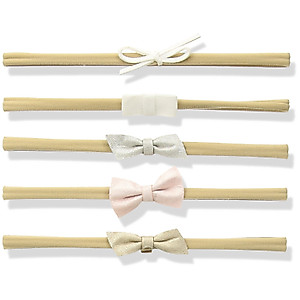 Mud Pie Baby Girls' Leather Bow 5 Piece Headband Set, Multi, One Size