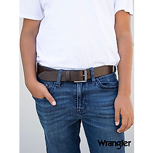 Wrangler Men’s Leather Mountain Casual Every Day Belt for Jeans, Khakis Brown 36