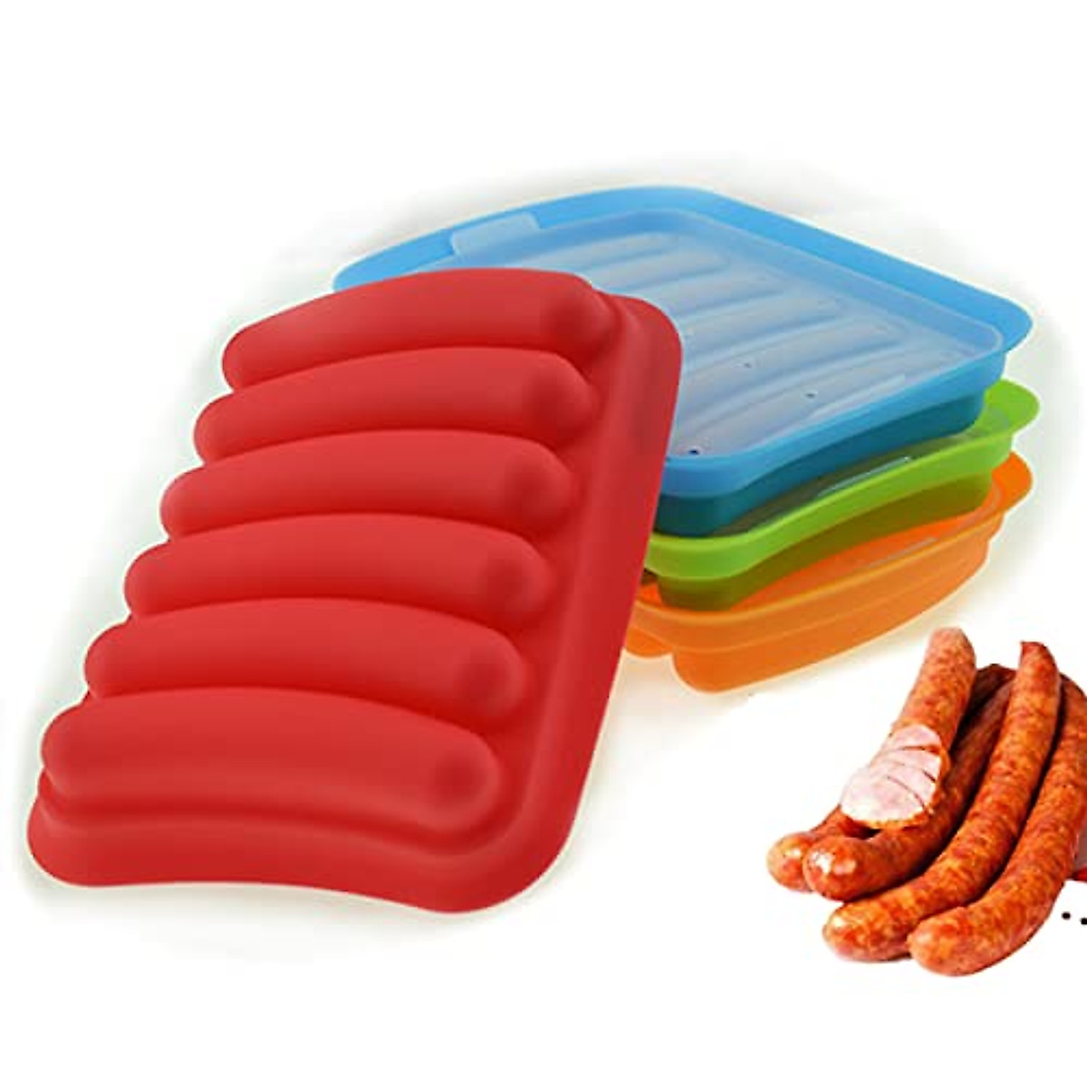 YYYFEI Hot Dog Silicone Mold,6 Cavity Hot Dog Silicone Mold,Sausage Mold for DIY Homemade Hot Dogs,Bread, Candy, Chocolate and Cake，4pcs