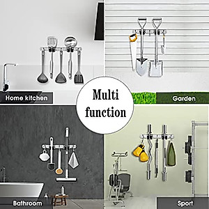 2 Racks and 3 Hooks & Black 5 Racks and 4 Hooks Broom and Mop Holder Wall Mounted Garage Organizer Storage Tool Racks Stainless Steel Heavy Duty Hooks Self Adhesive Solid Non-slip Wall Hangers